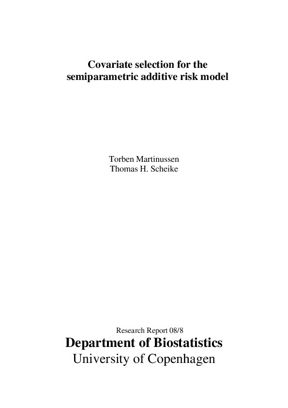 (PDF) Covariate Selection for the Semiparametric Additive Risk Model
