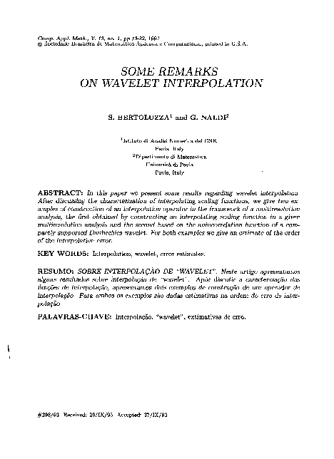 (PDF) Some remarks on wavelet interpolation