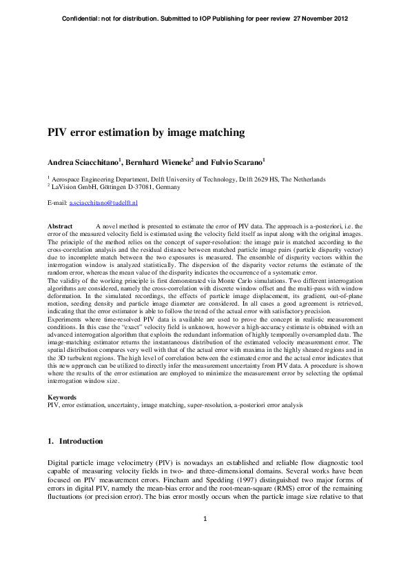 (PDF) PIV uncertainty quantification by image matching (PDF) PIV uncertainty quantification by image matching