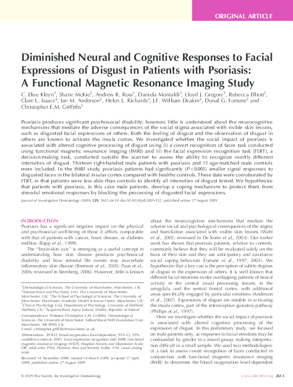 (PDF) Diminished Neural and Cognitive Responses to Facial Expressions ...