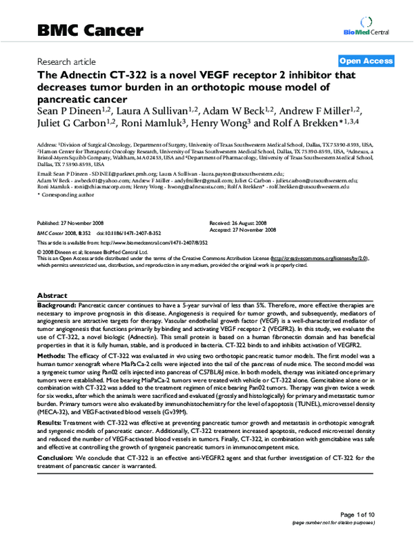 (PDF) The Adnectin CT-322 is a novel VEGF receptor 2 inhibitor that ...