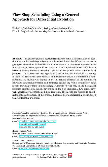 (PDF) Flow Shop Scheduling Using a General Approach for Differential Evolution