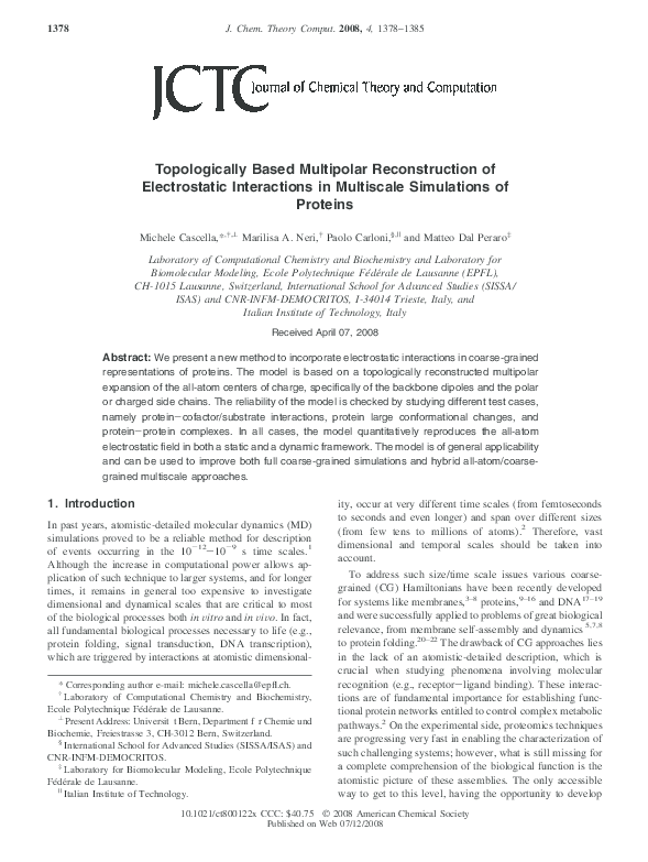 (PDF) Topologically Based Multipolar Reconstruction of Electrostatic ...