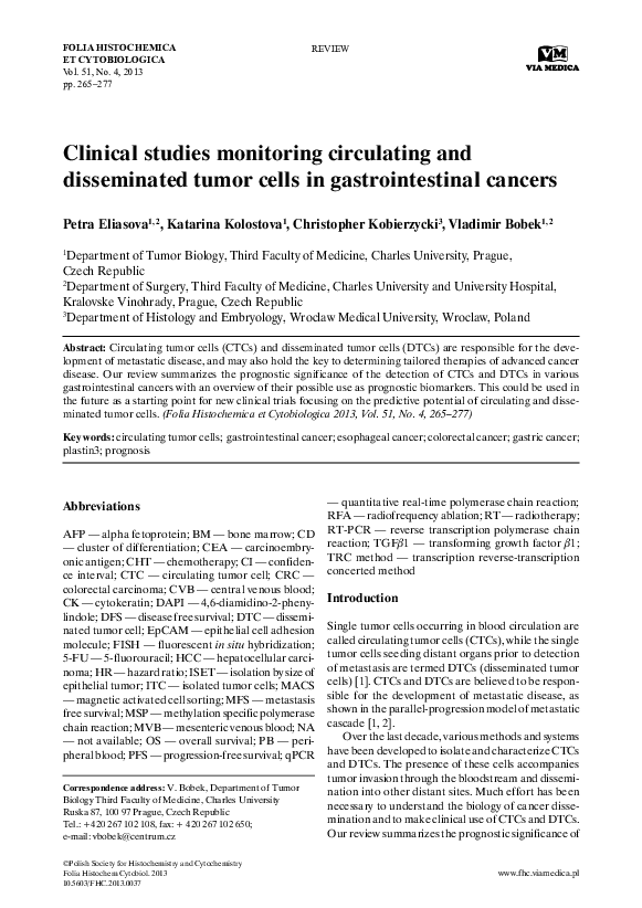 (PDF) Clinical studies monitoring circulating and disseminated tumor ...