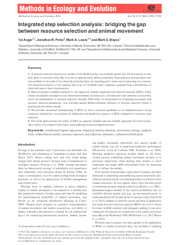 Integrated step selection analysis: bridging the gap between resource ...