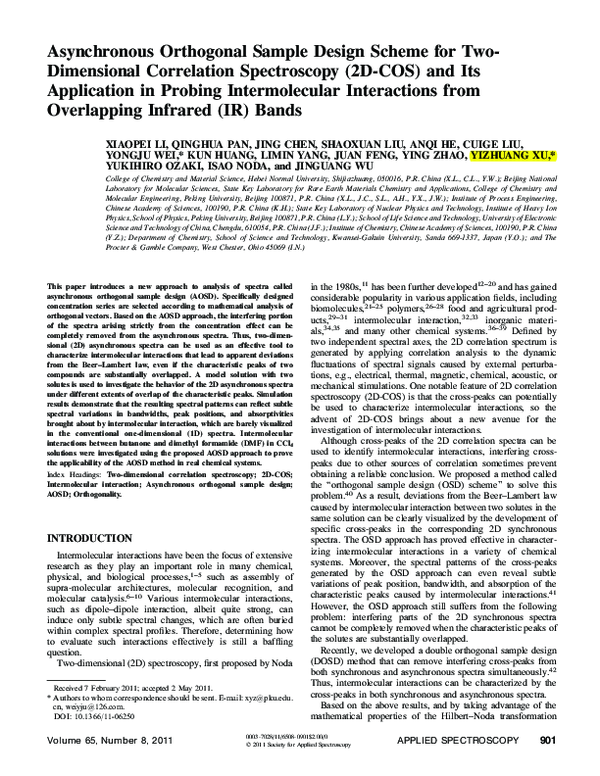 (PDF) Asynchronous Orthogonal Sample Design Scheme for TwoDimensional Correlation Spectroscopy ...