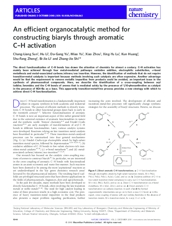 (PDF) An efficient organocatalytic method for constructing biaryls ...