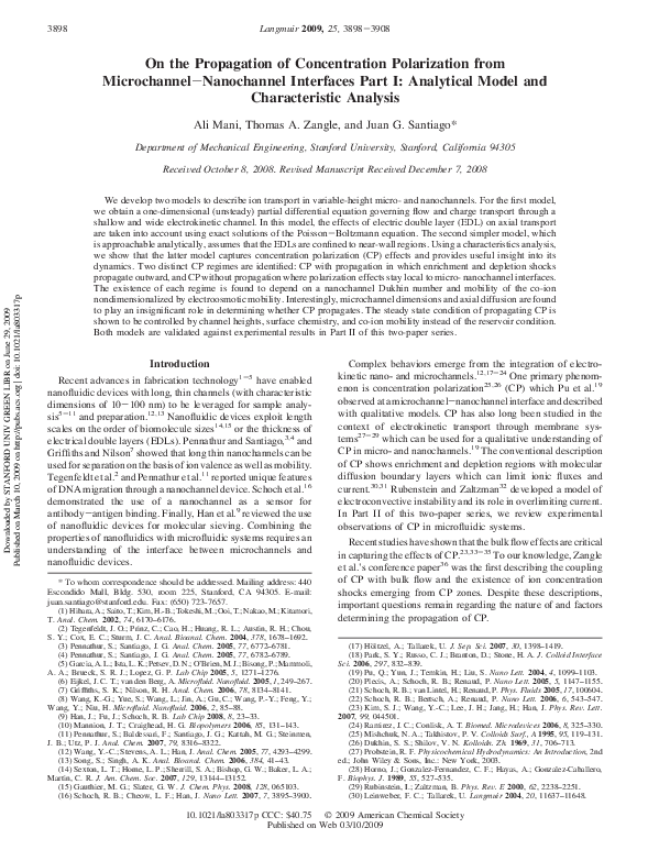 (PDF) On the Propagation of Concentration Polarization from Microchannel−Nanochannel Interfaces ...