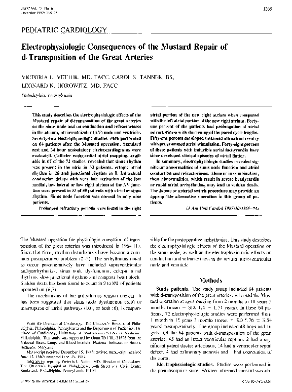(PDF) Electrophysiologic consequences of the mustard repair of d ...