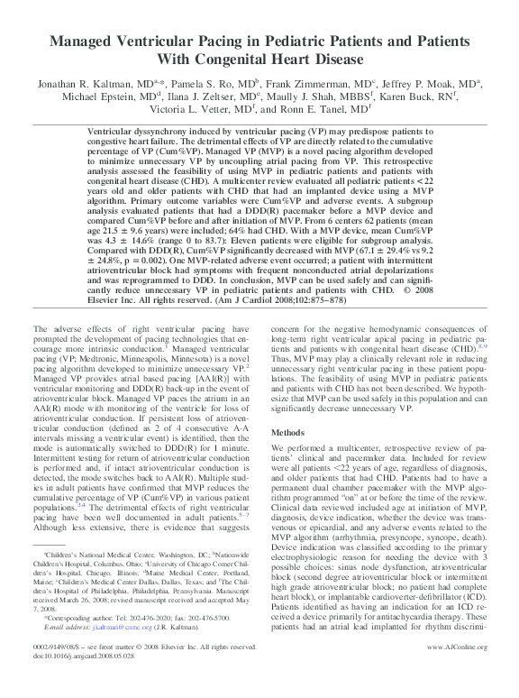 (PDF) Managed Ventricular Pacing in Pediatric Patients and Patients ...