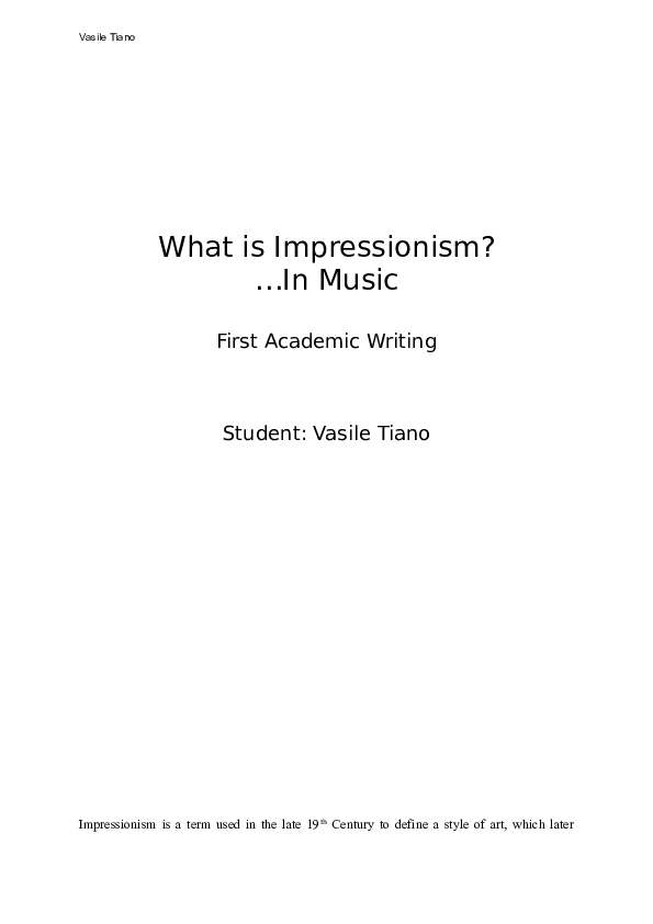 (DOC) What is Impressionism - First Academic Writing