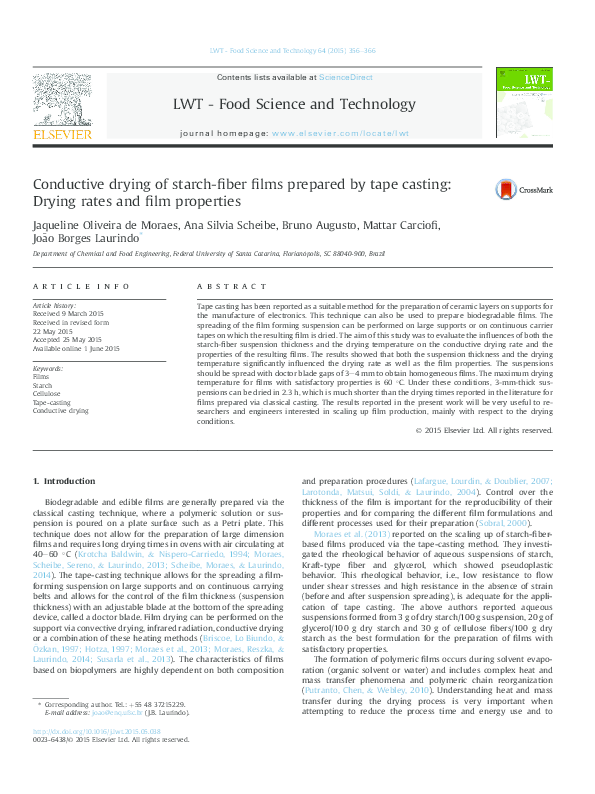 (PDF) Conductive drying of starch-fiber films prepared by tape casting ...