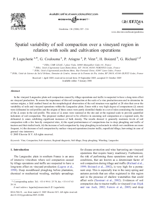 (PDF) Spatial variability of soil compaction over a vineyard region in relation with soils and ...