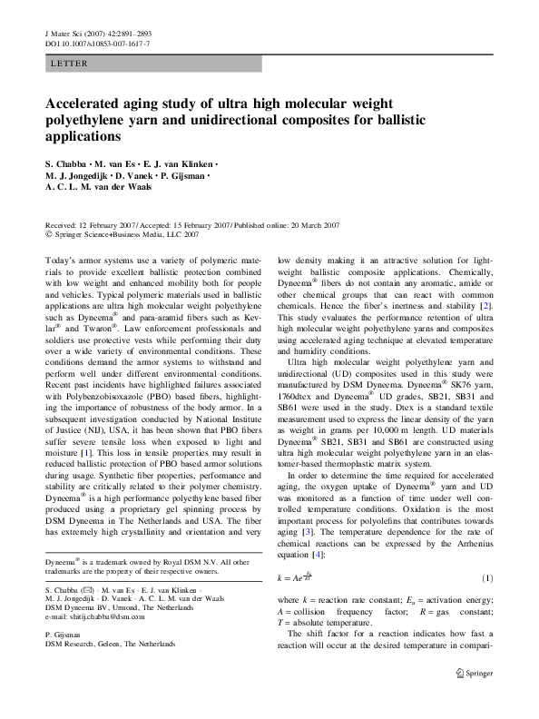 (PDF) Accelerated aging study of ultra high molecular weight ...