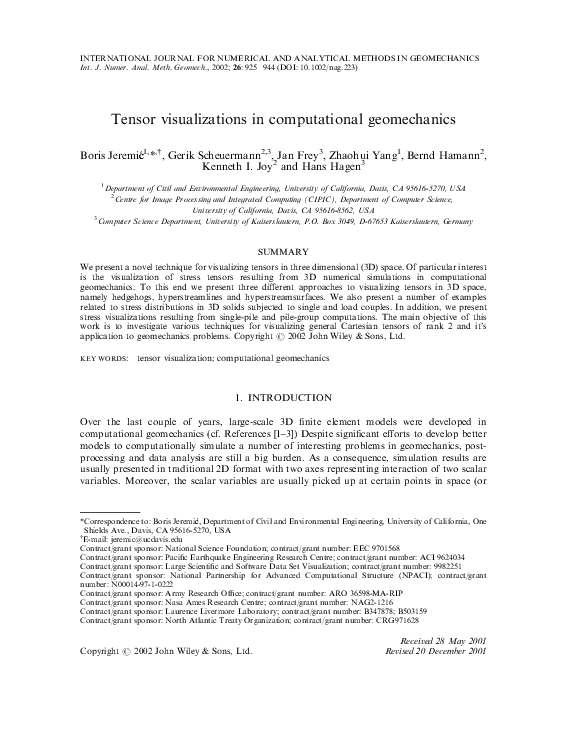 (PDF) Tensor visualizations in computational geomechanics