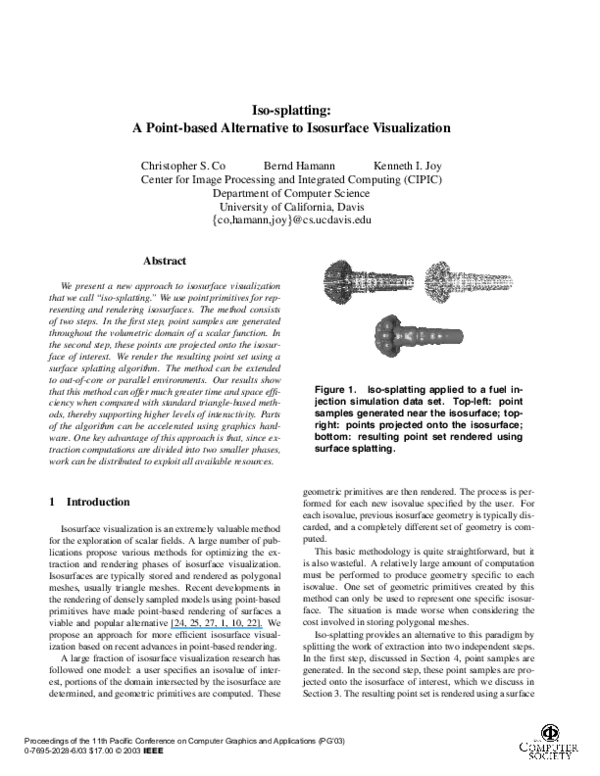 Pdf Iso Splatting A Point Based Alternative To Isosurface Visualization