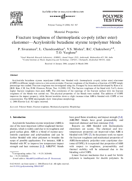 (PDF) POLYMER TESTING Fracture toughness of thermoplastic co-poly ...