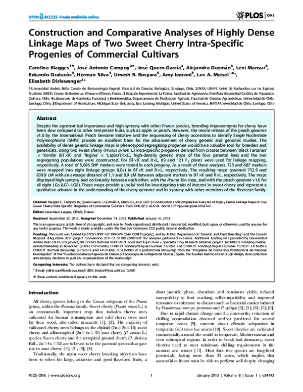 (PDF) Construction and Comparative Analyses of Highly Dense Linkage Maps of Two Sweet Cherry ...