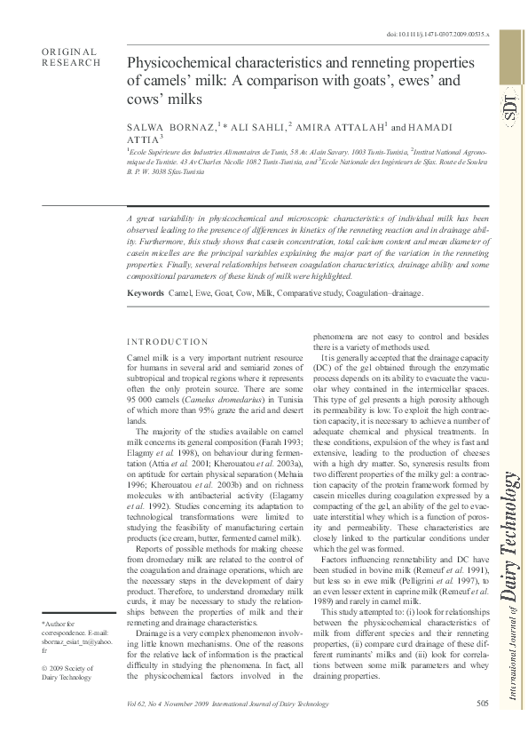 (PDF) Physicochemical characteristics and renneting properties of ...