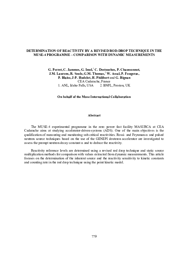 Determination of Reactivity by a Revised Rod-Drop Technique in the ...