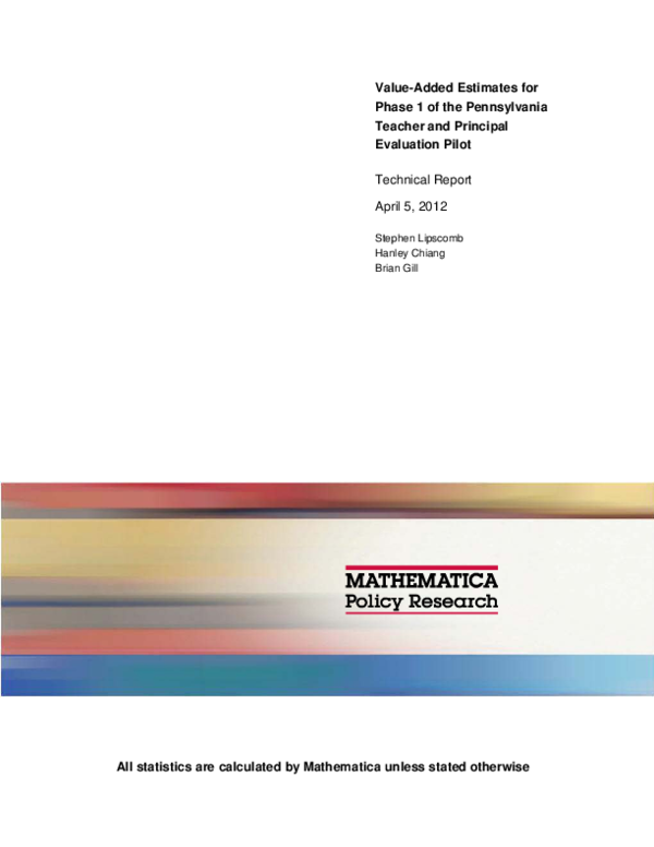(PDF) Value-Added Estimates for Phase 1 of the Pennsylvania Teacher and ...