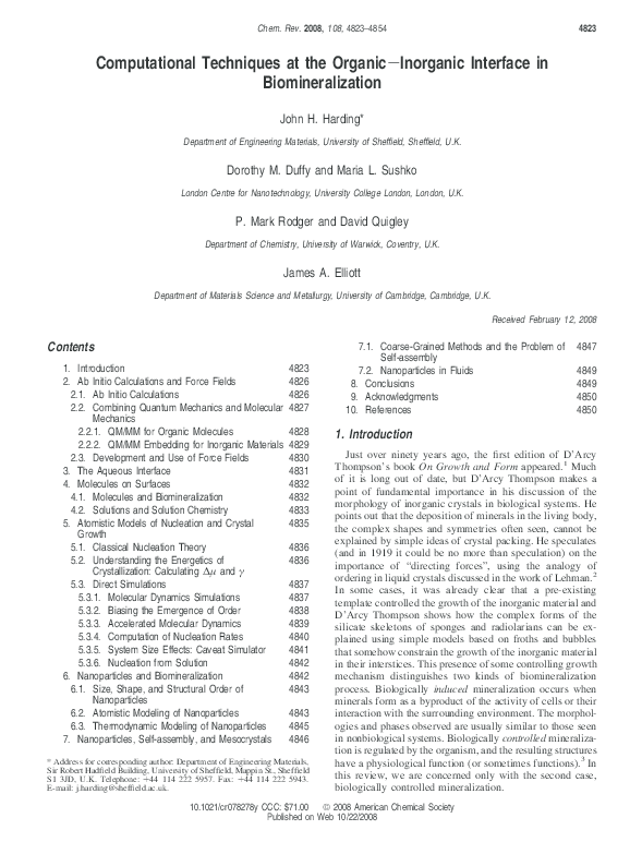 (PDF) Computational Techniques at the Organic−Inorganic Interface in ...