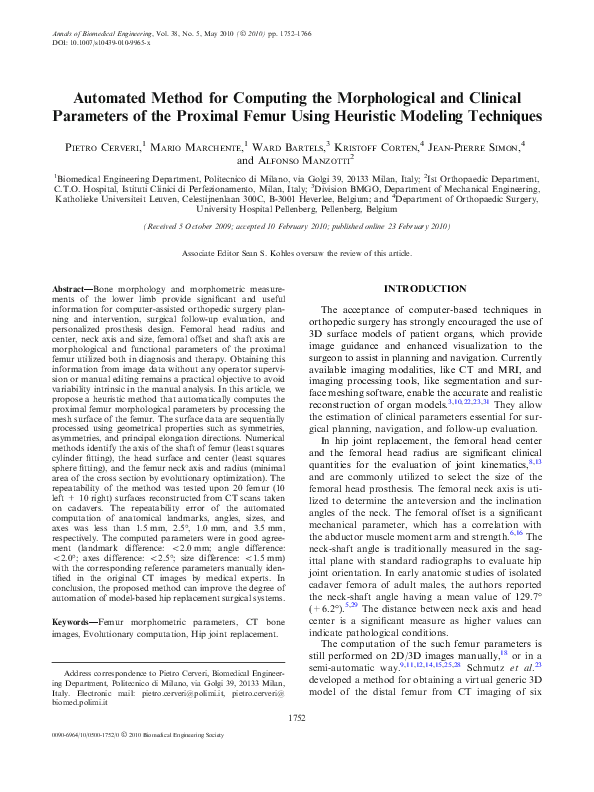 (PDF) Automated Method for Computing the Morphological and Clinical Parameters of the Proximal ...