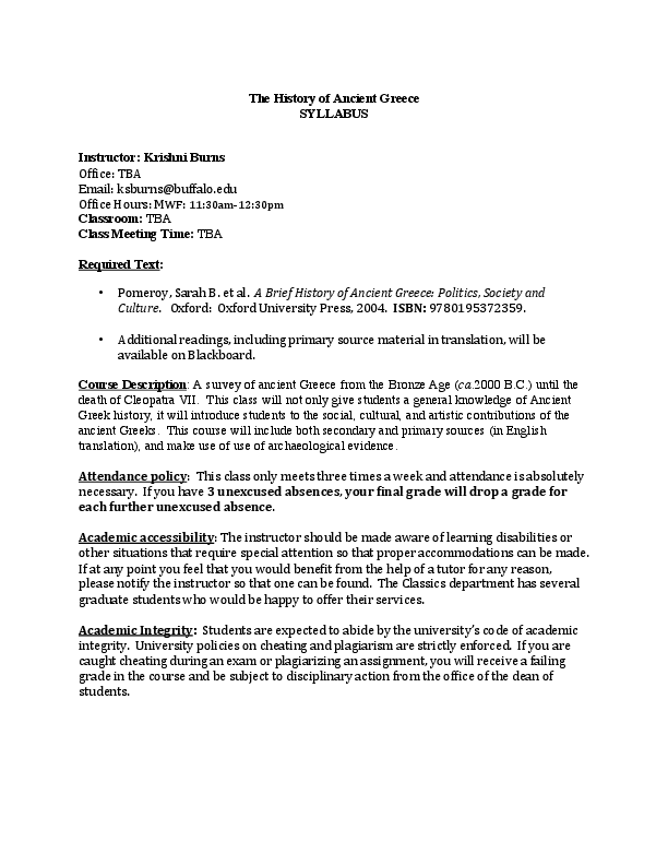 (PDF) Syllabus: The History of Ancient Greece