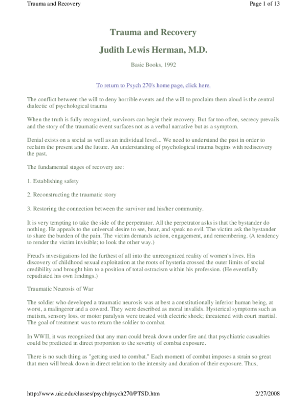 (PDF) Trauma and Recovery
