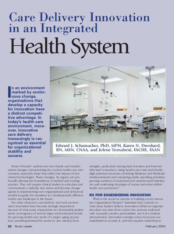 (PDF) Care delivery innovation in an integrated health system