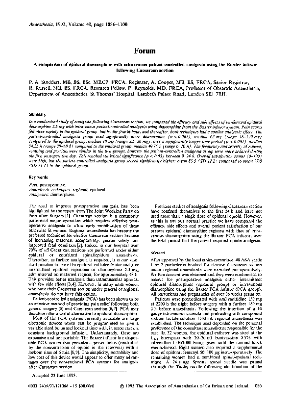 (PDF) A comparison of epidural diamorphine with intravenous patient ...