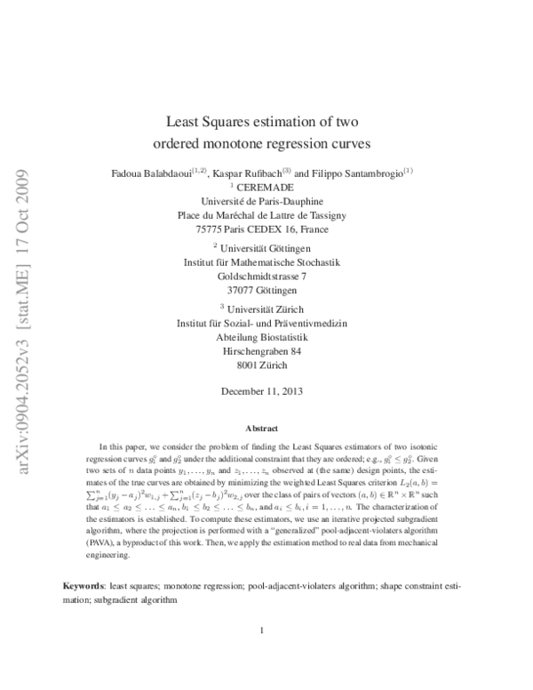 (PDF) Least-squares estimation of two-ordered monotone regression curves