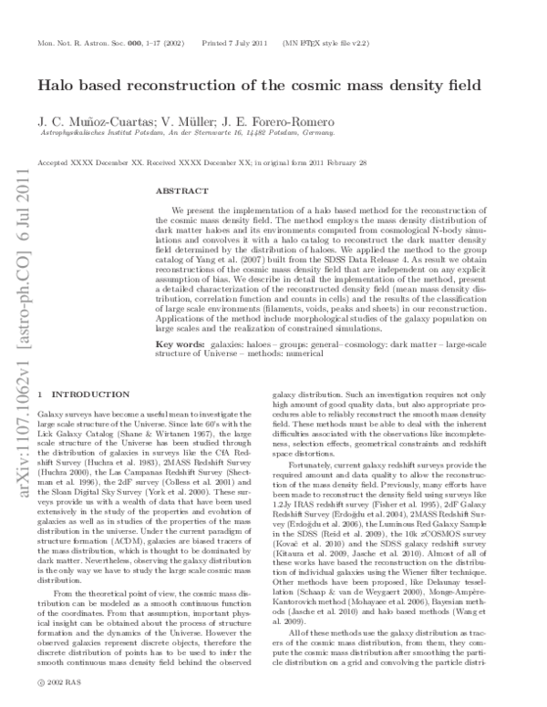 (PDF) Halo-based reconstruction of the cosmic mass density field