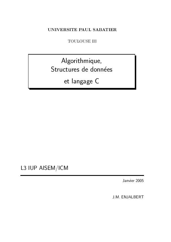 Algorithmique, Structures de données et langage C - LAAS