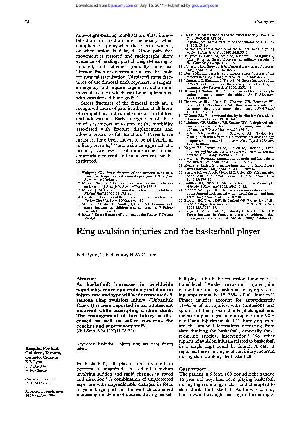 (PDF) Ring avulsion injuries and the basketball player