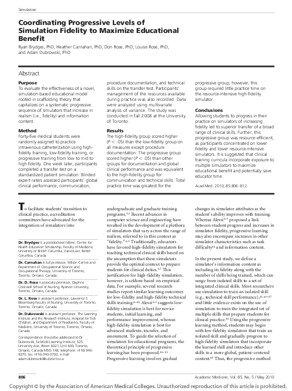 (PDF) Coordinating Progressive Levels of Simulation Fidelity to ...