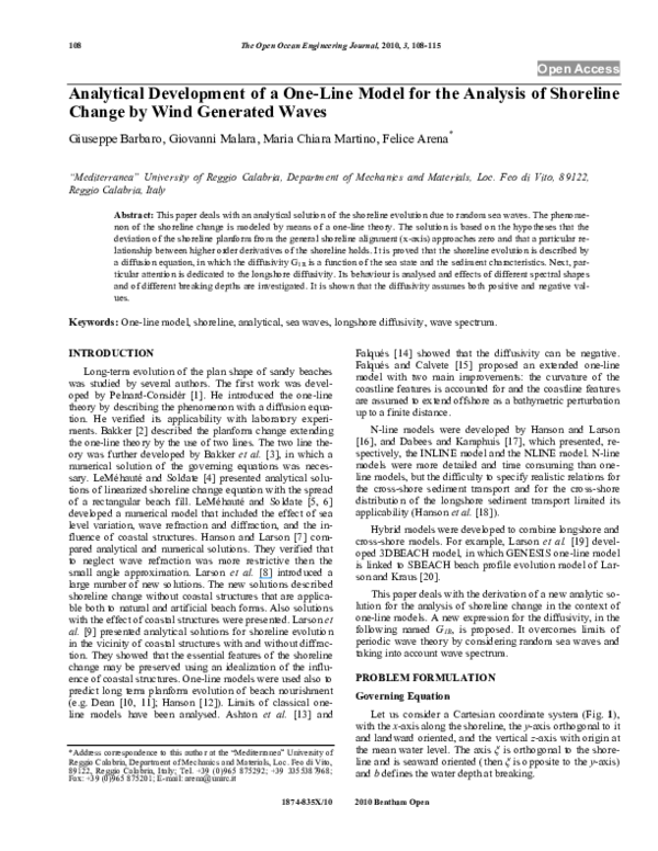 (PDF) Analytical Development of a One-Line Model for the Analysis of ...