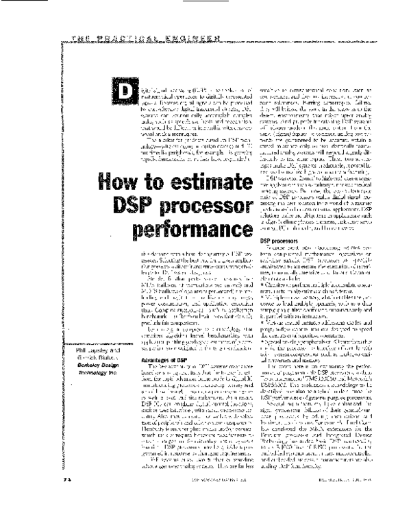 (PDF) How to estimate DSP processor performance