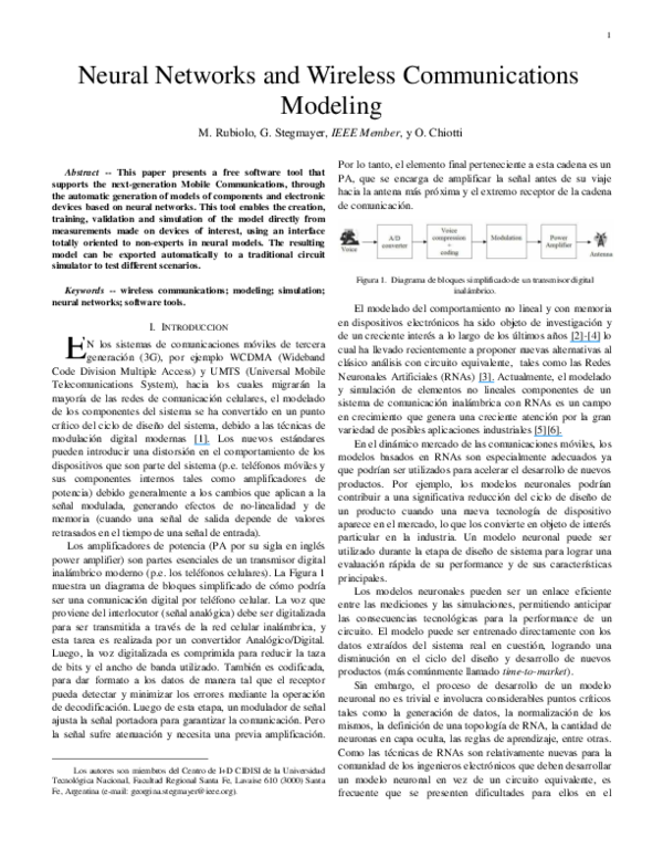 (PDF) Neural Networks and Wireless Communications Modeling