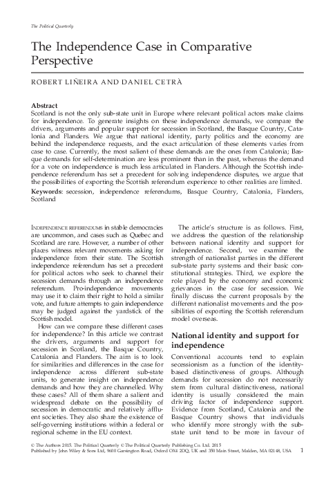 (PDF) The Independence Case in Comparative Perspective