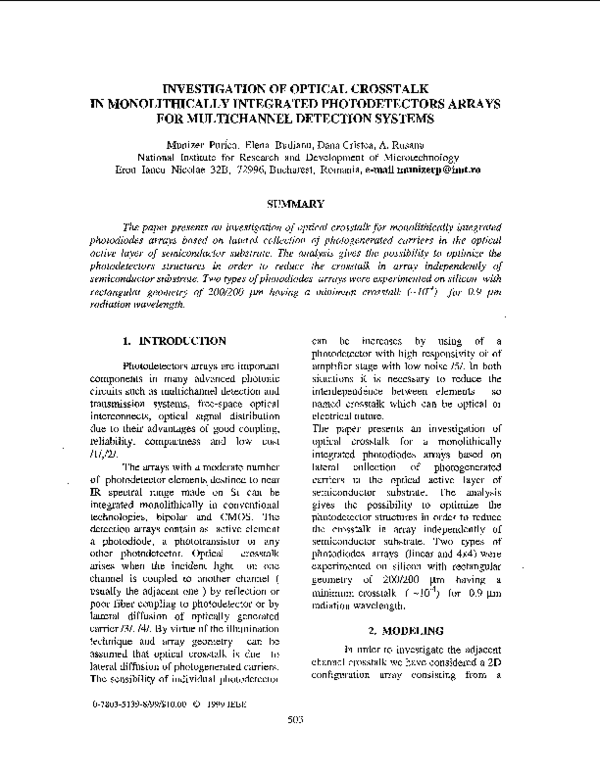 (PDF) Investigation of optical crosstalk in monolithically integrated ...