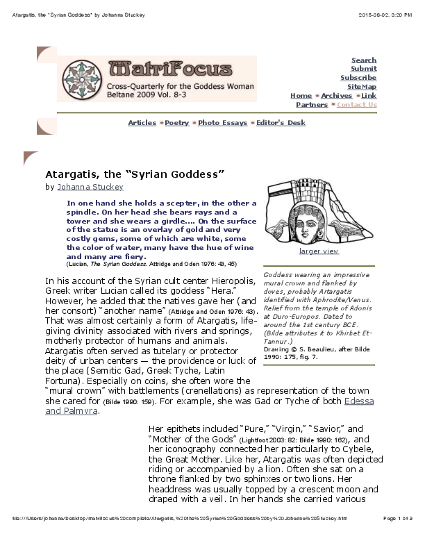 (PDF) Atargatis the Syrian Goddess by Johanna Stuckey