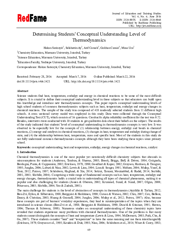 (PDF) Determining Students' Conceptual Understanding Level of ...