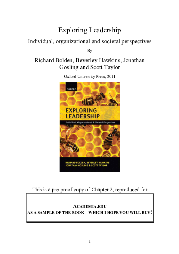 (PDF) Exploring Leadership: Individual, Organizational, and Societal ...