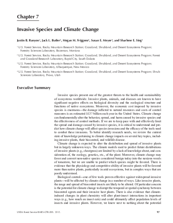 (PDF) Invasive Species and Climate Change