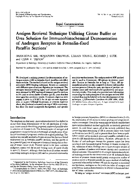 (PDF) Antigen retrieval technique utilizing citrate buffer or urea ...