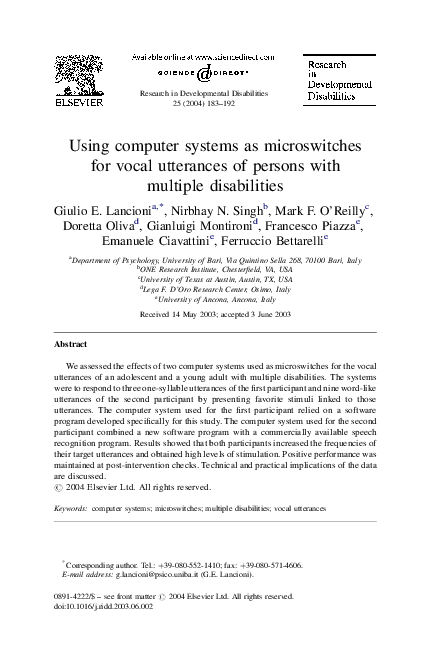 (PDF) Using computer systems as microswitches for vocal utterances of ...