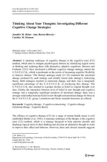 (PDF) Thinking About Your Thoughts: Investigating Different Cognitive ...