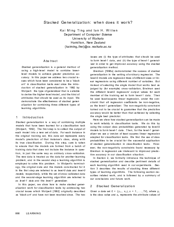 (PDF) Stacked Generalizations: When Does It Work?