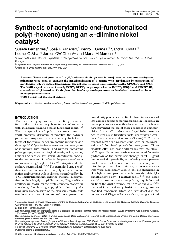 (PDF) Synthesis of acrylamide end-functionalised poly(1-hexene) using ...